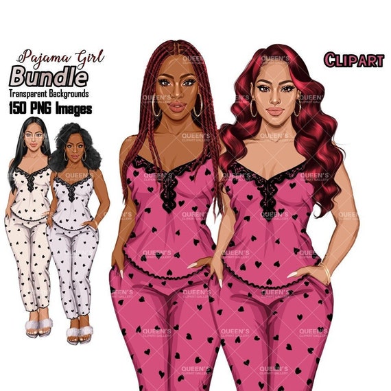 Pajama Girl Clipart AFRO Woman in Sleepwear Pajama - Etsy