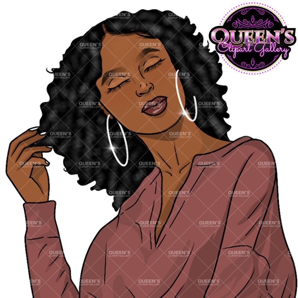 Afro Woman Clipart, Black Girl Magic, Girl Boss Clipart, African ...
