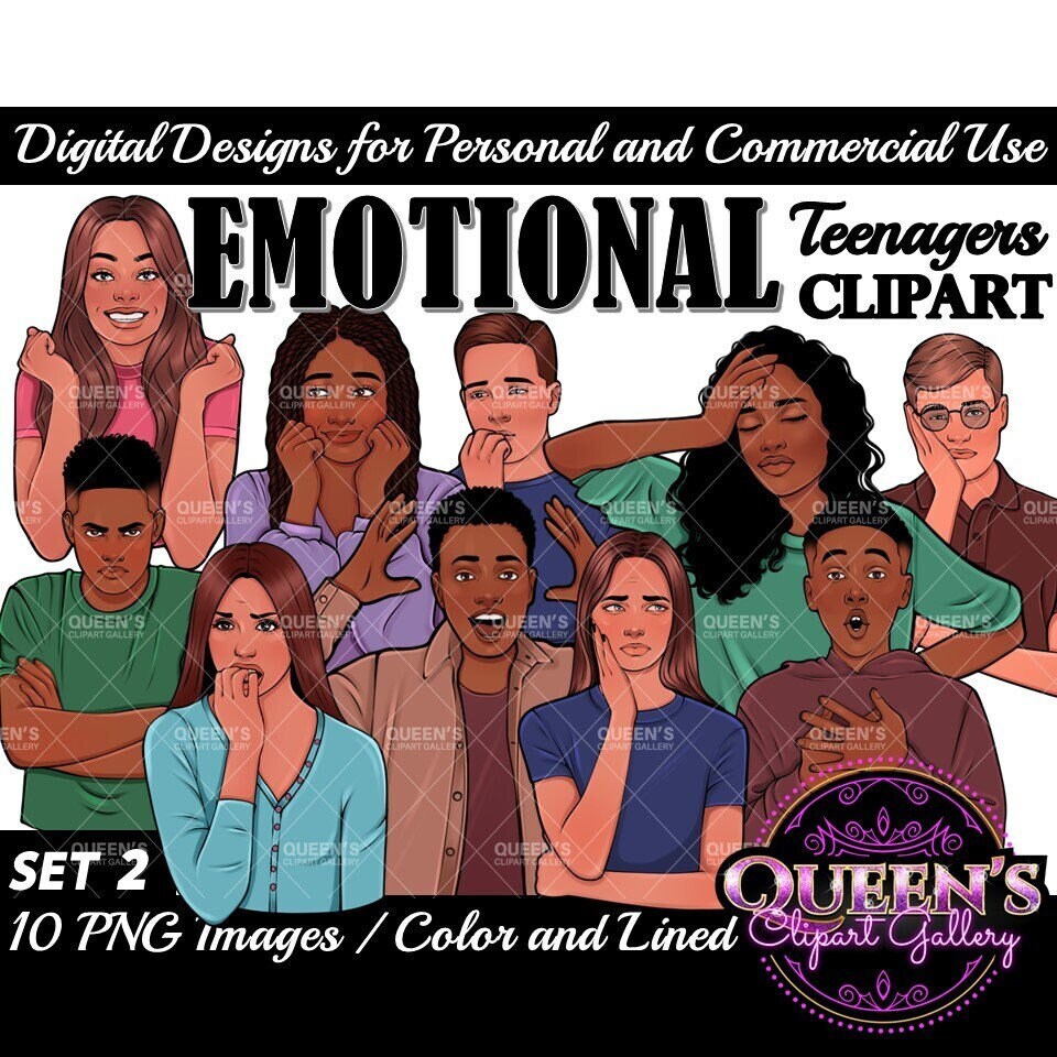 Emotional Teens Clipart, Teenagers, Mature High School Students ...