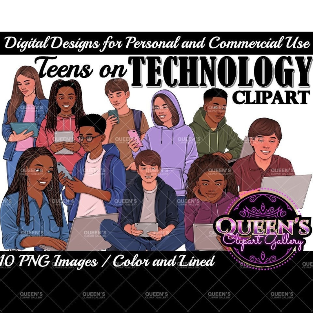 Teens on Technology Clipart: High School Students (digital Download) - Etsy