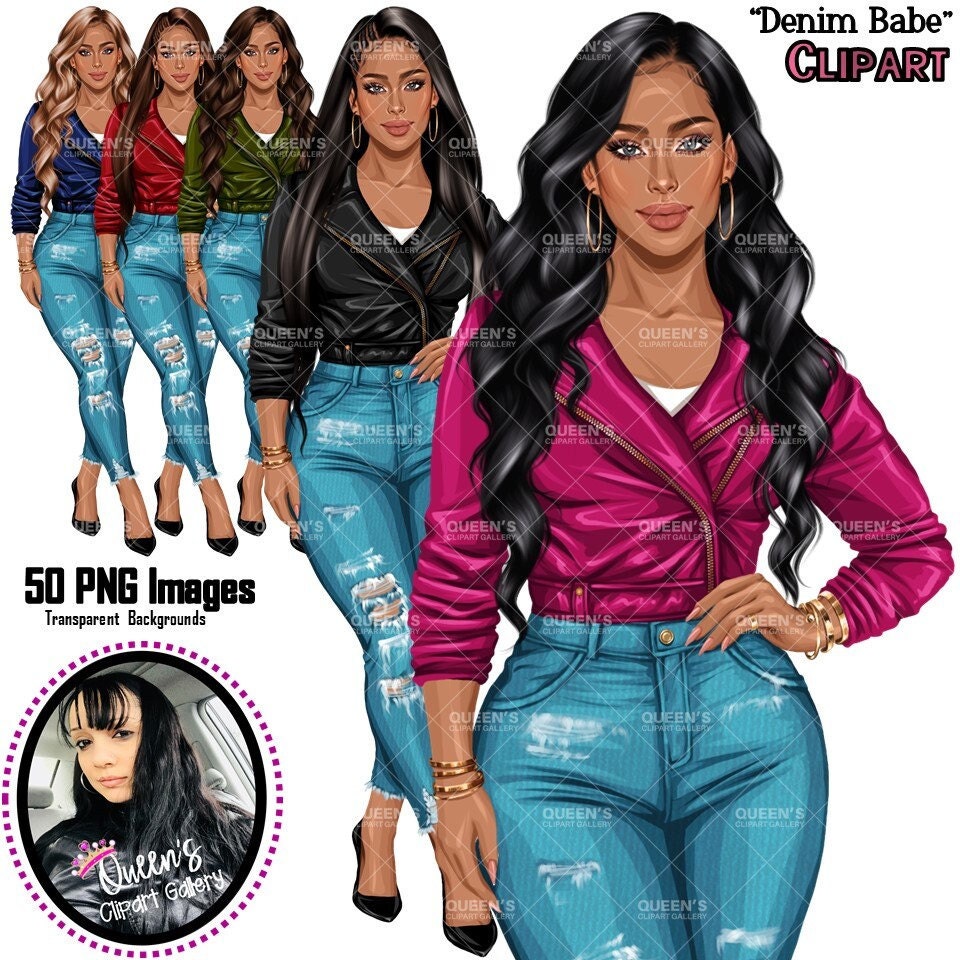 Curvy Denim Girl, Jeans Girl Clipart, Curvy Girl, Woman Clipart ...