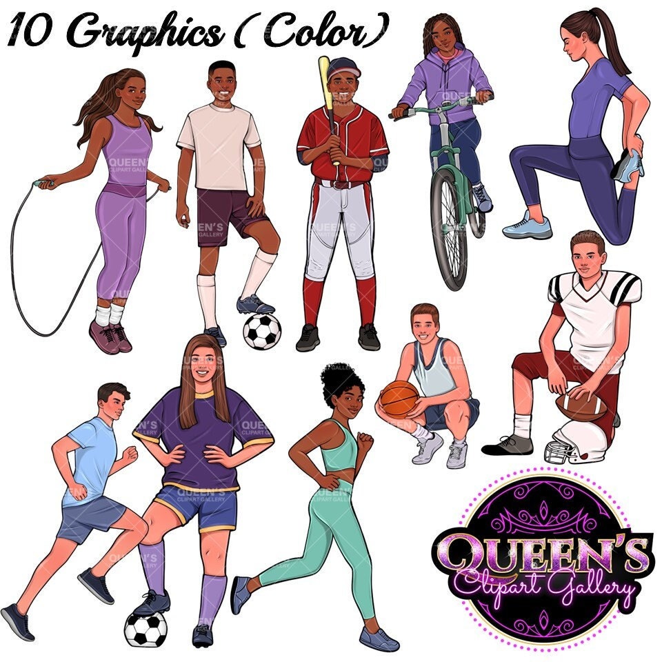 Teen Athletes Clipart: Sports Illustrations (digital Download) - Etsy