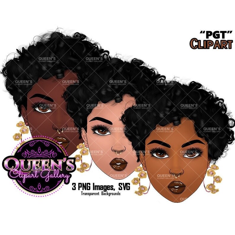 Afro Face Clipart, Afro Girl, Afro Woman Clipart, African American ...