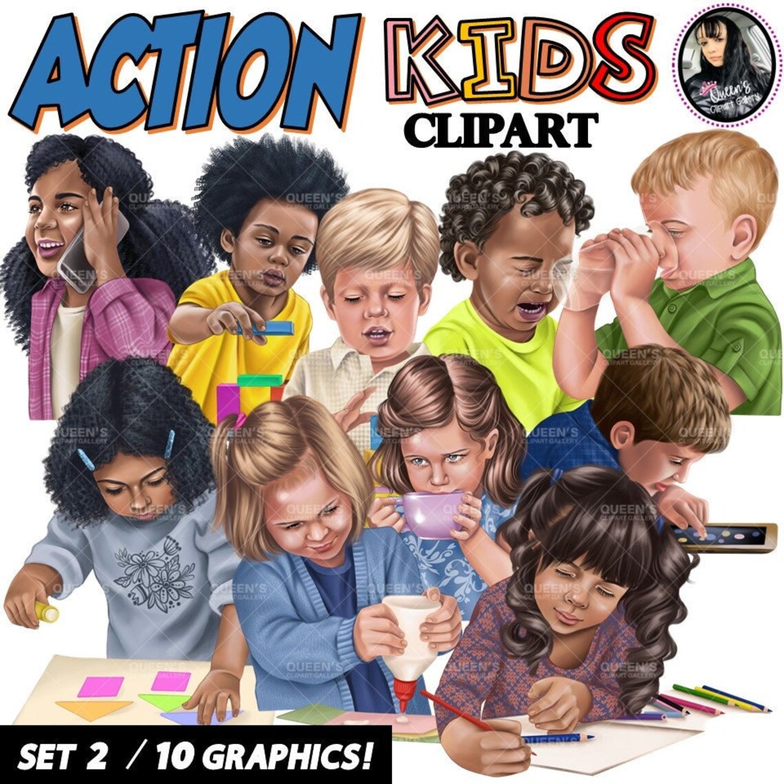 Action Kids Clipart Kids in Action Clipart Elementary - Etsy