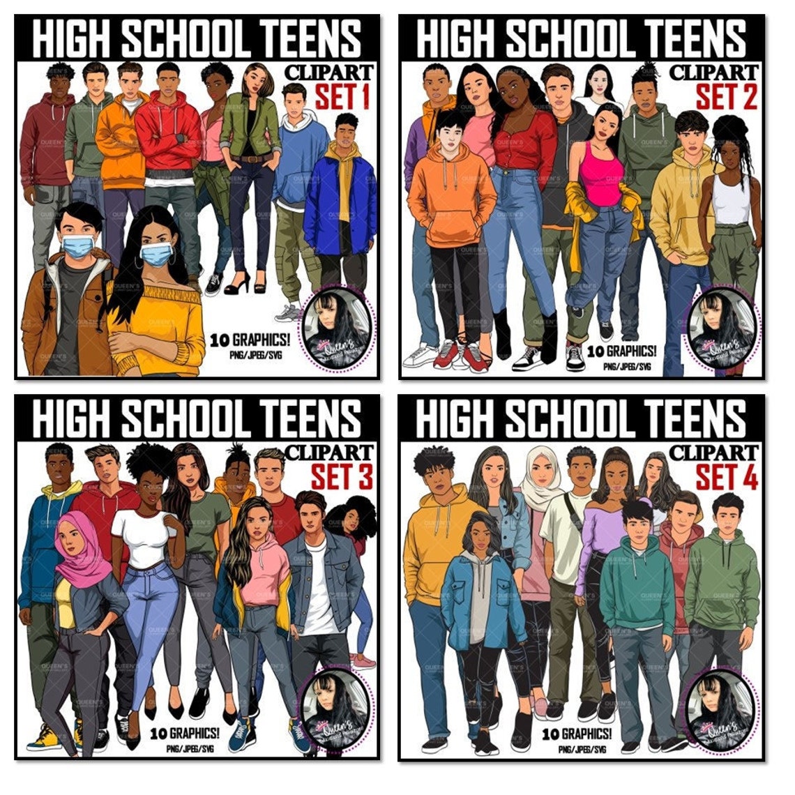 Teenagers Clipart High School Students Older Teens Male | Etsy