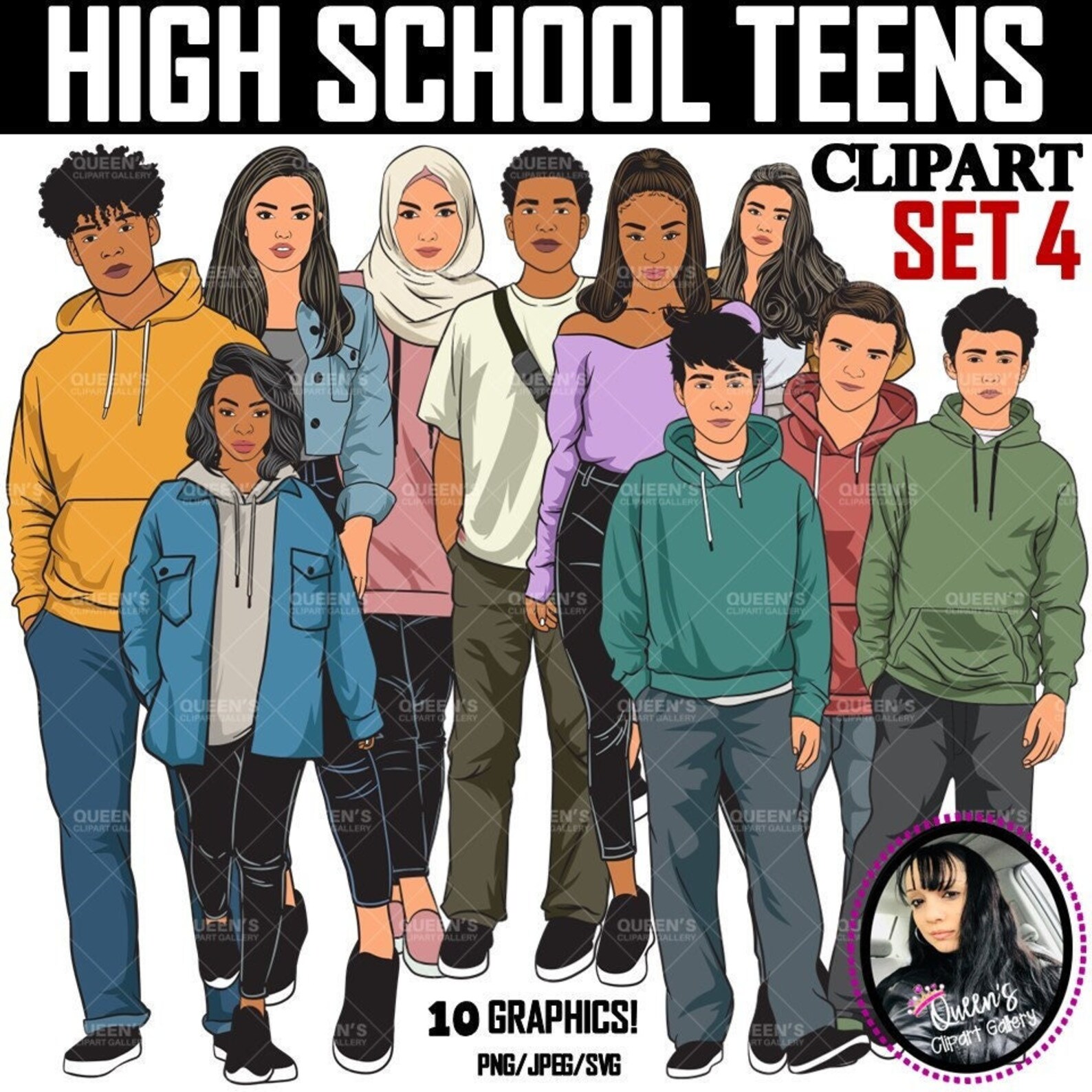 Teenagers Clipart High School Students Older Teens Male | Etsy