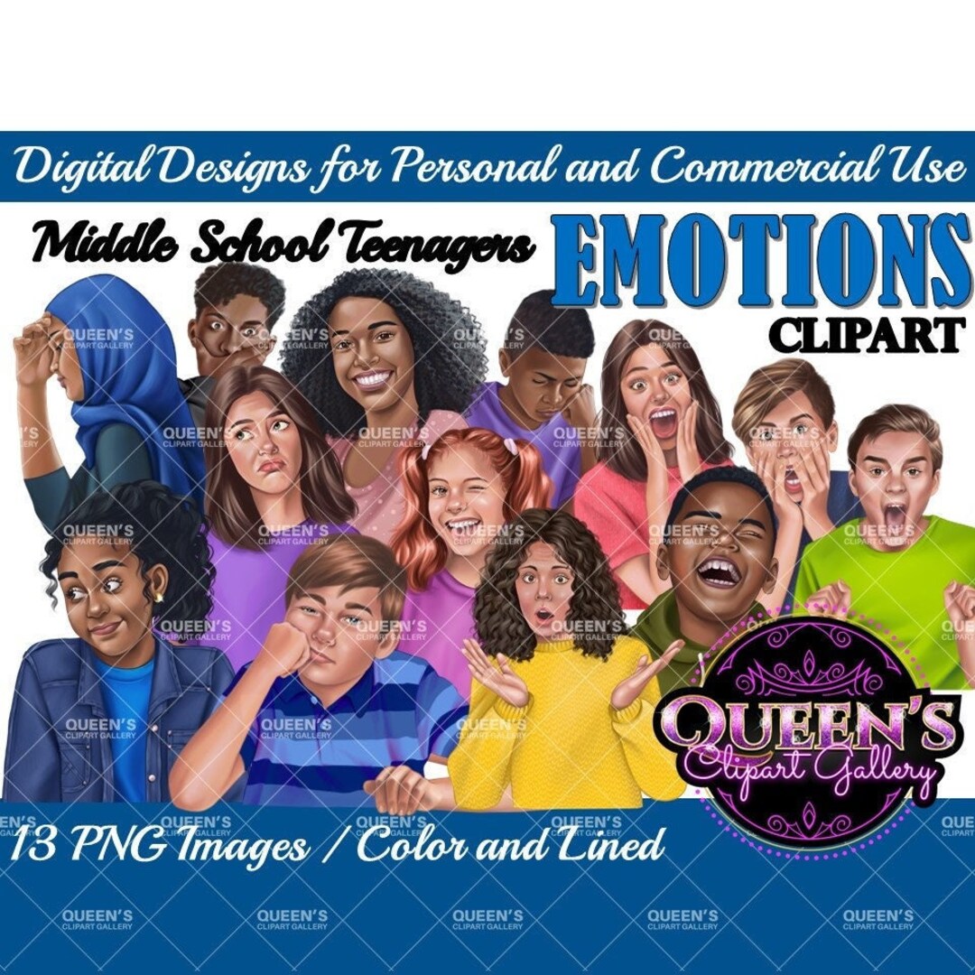 Teen Emotions Clipart: Middle School Students (digital Download) - Etsy