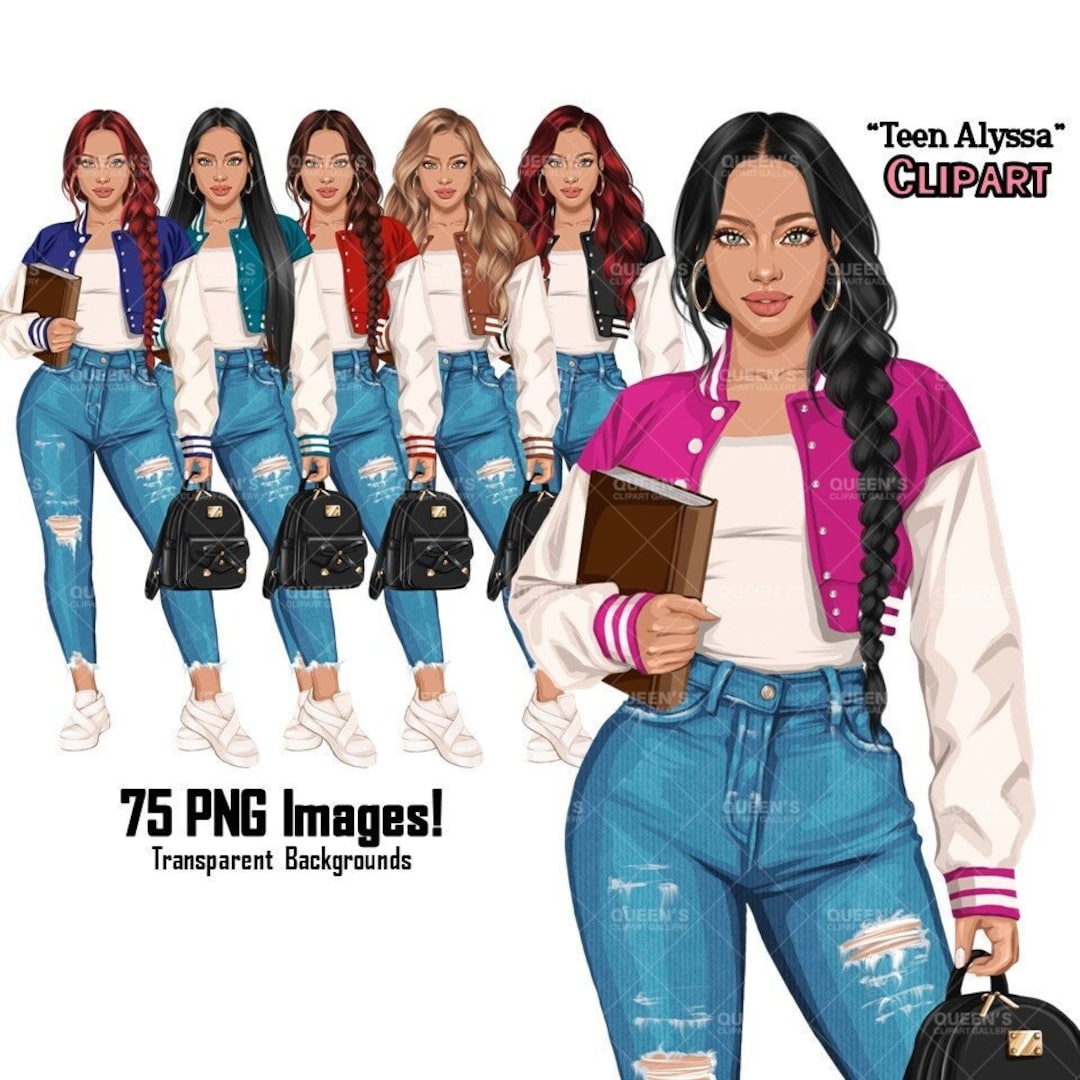 Denim Jeans Girl, Jeans Girl Clipart, Teenager Clipart, Fashion Girl ...