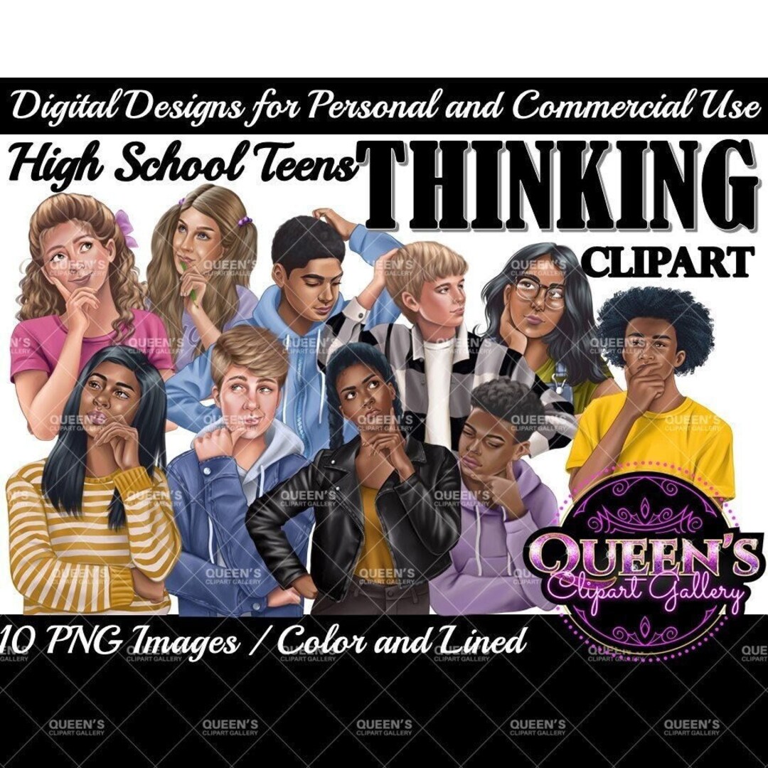 Teens Thinking Clipart: High School Students (digital Download) - Etsy