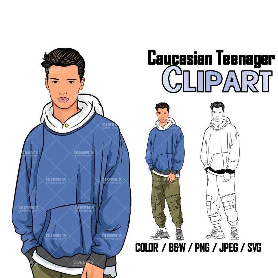 Caucasian Teen Teenager Clipart Student Boyfriend Clipart - Etsy