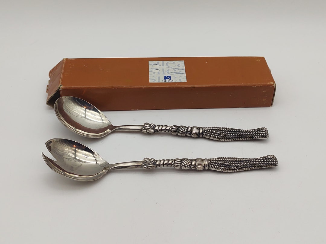 Silea Silverplate Salad Service Spoon and Spork With Box - Etsy