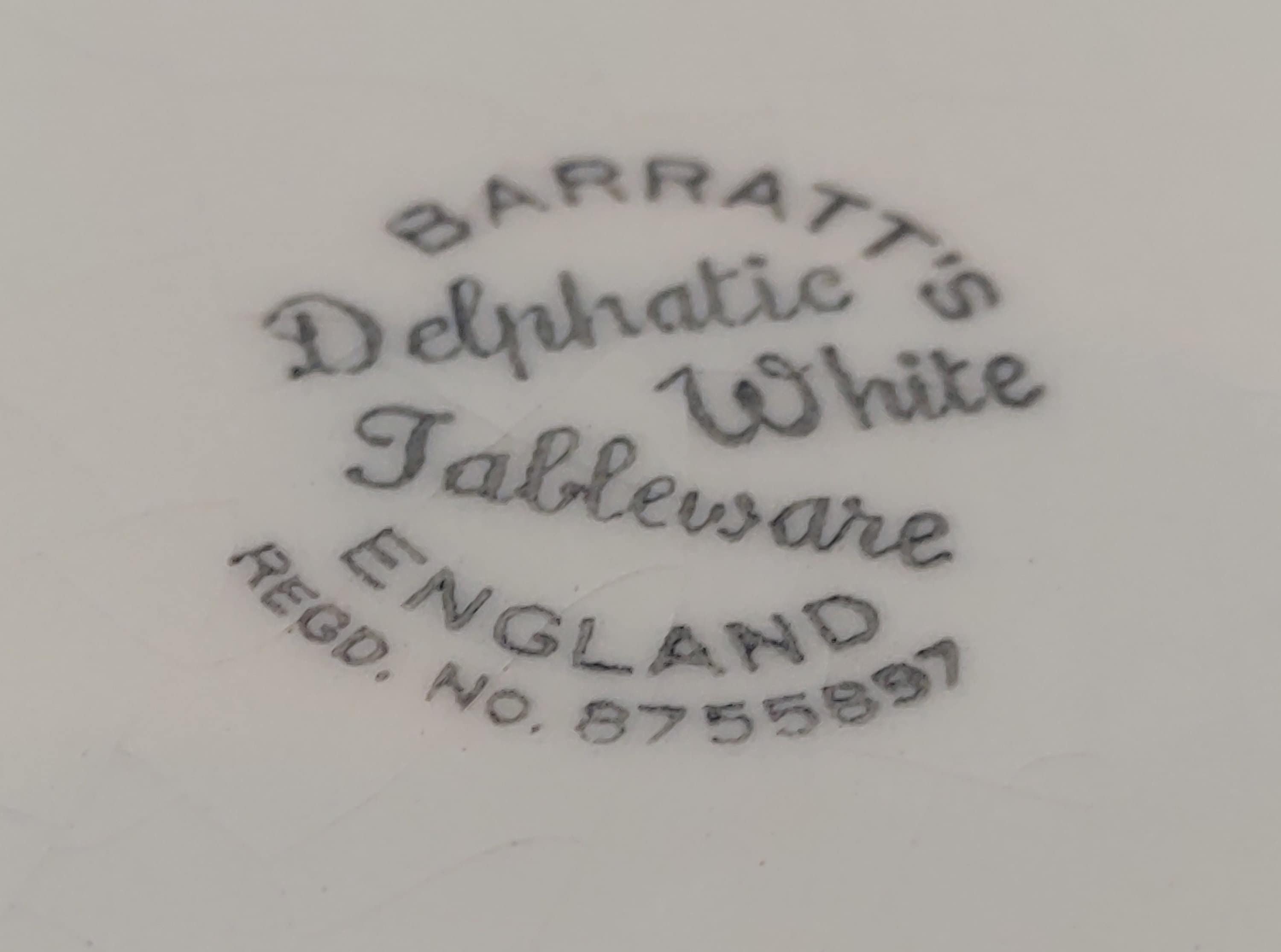 6 Place Dinner Set Barratts Delphatic White Reg 8755897 | Etsy