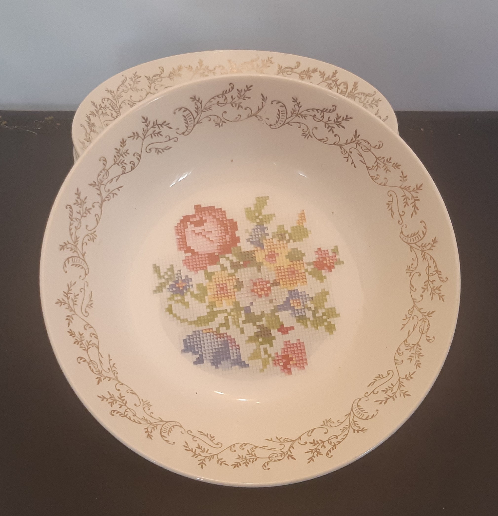 6 Place Dinner Set of Petit Point by British Empire Ware - Etsy Canada