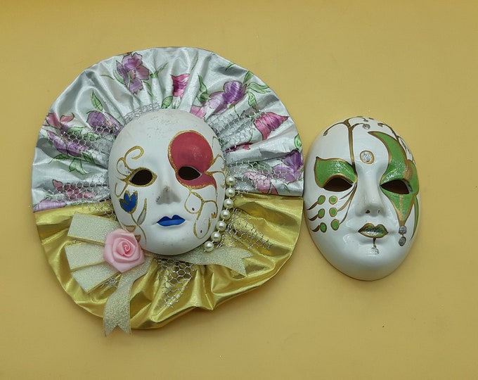 Pair of 2 Ceramic Theater Wall Masks -one Made in Italy - Etsy