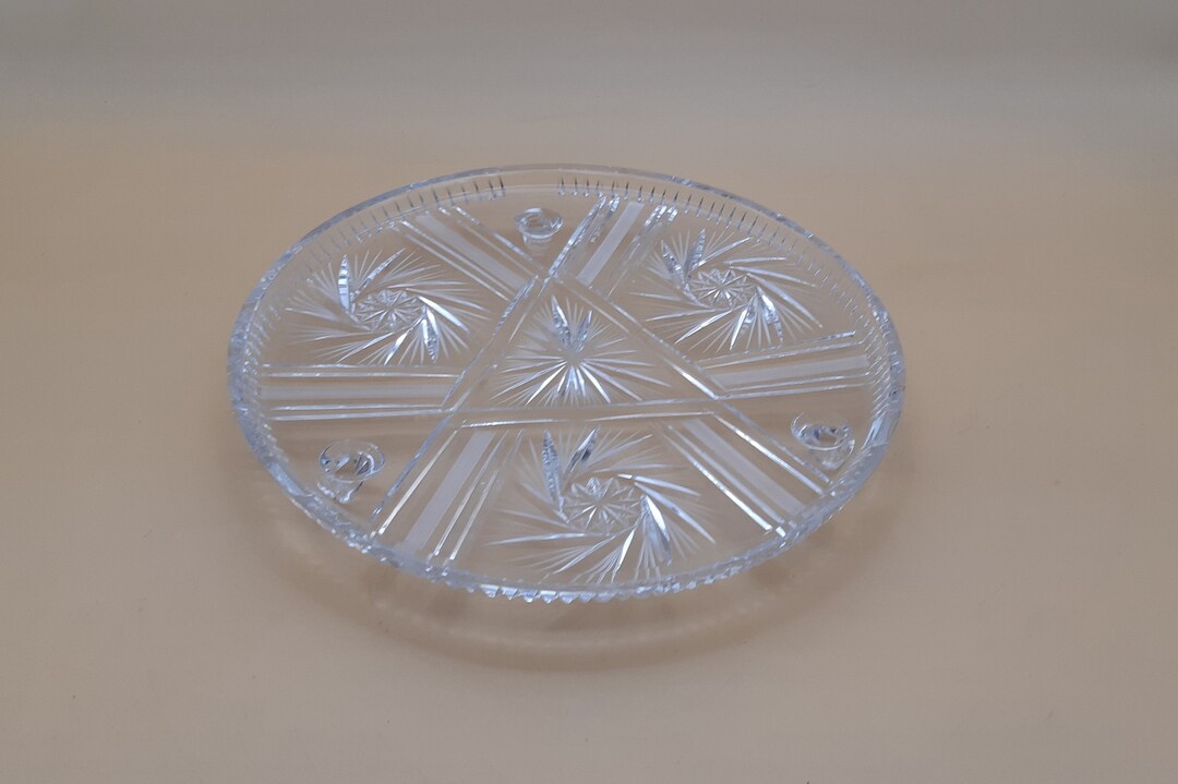 Pinwheel Crystal Footed Platter - Etsy
