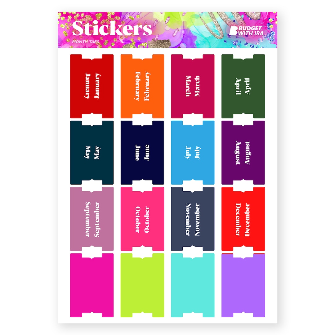 Tabbed Divider Sticker Sheet | to Fit B3 Budget Planner | Budget With ...