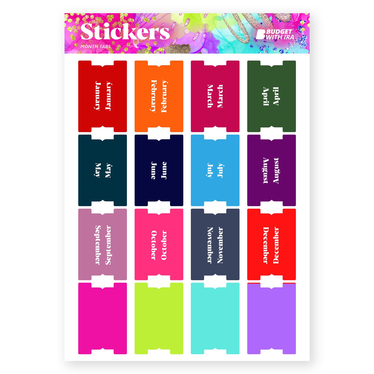 Tabbed Divider Sticker Sheet to Fit B3 Budget Planner Budget With Ira ...
