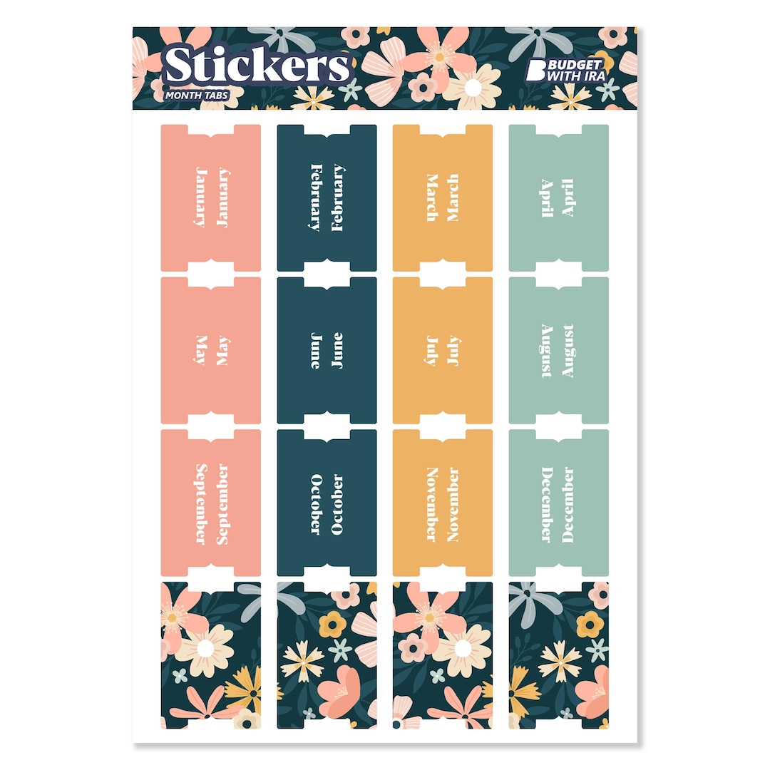 Tabbed Divider Sticker Sheet | to Fit B3 Budget Planner | Budget With ...