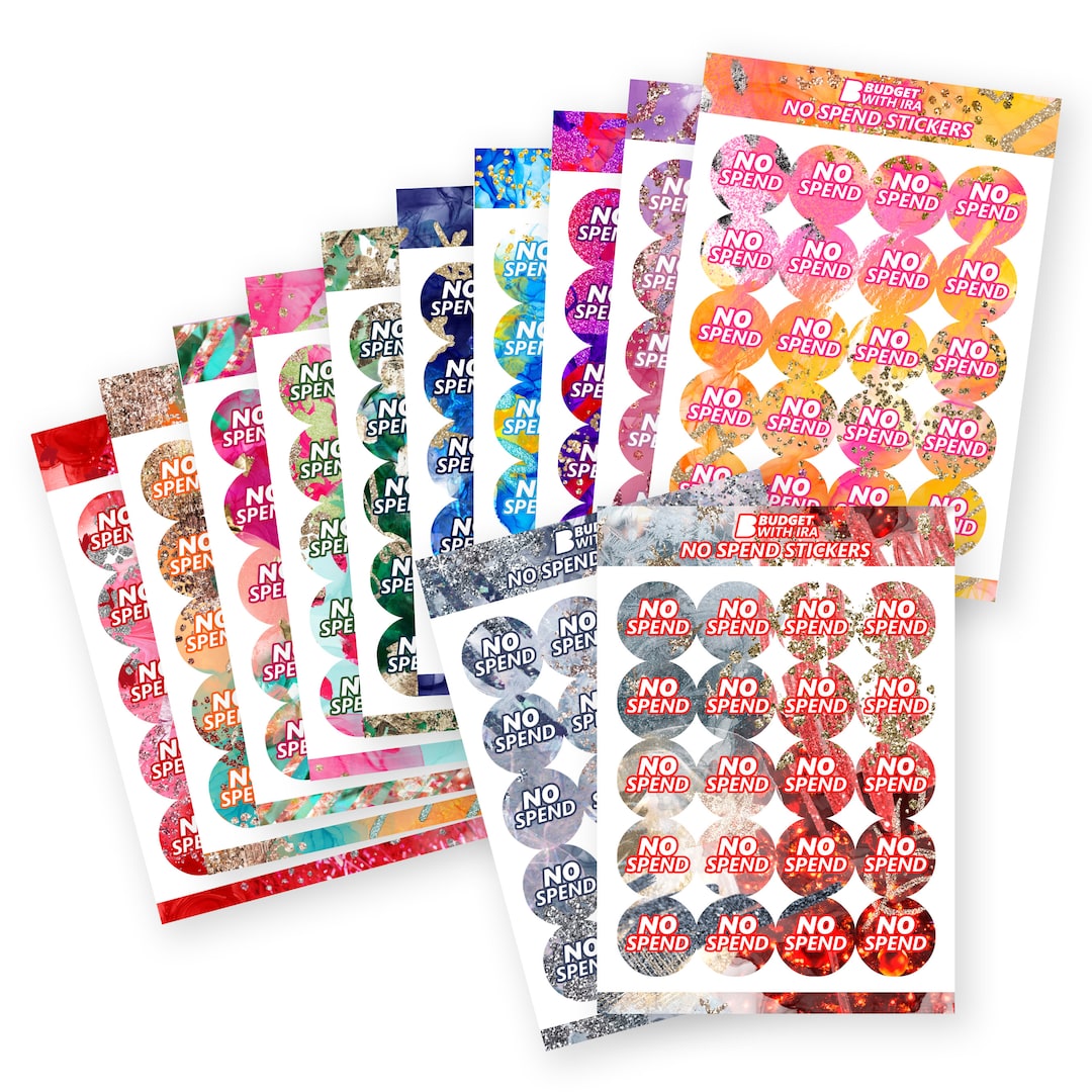 No Spend Stickers Mega Pack | Clear Front | Single or Bundle Sets ...