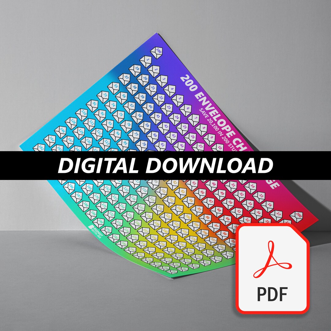 Digital 200 Envelope Challenge Tracker | Save 20,100! | Budget With Ira ...