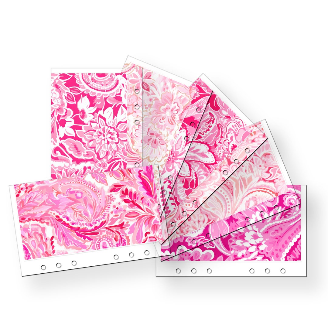 Pink Paisley 6 Pack Cash Envelope Set | Laminated With Clear Window ...