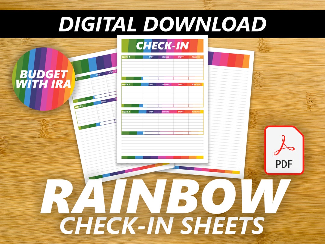 Rainbow Check-in Sheets Budget Review Sheets to Help You - Etsy Australia