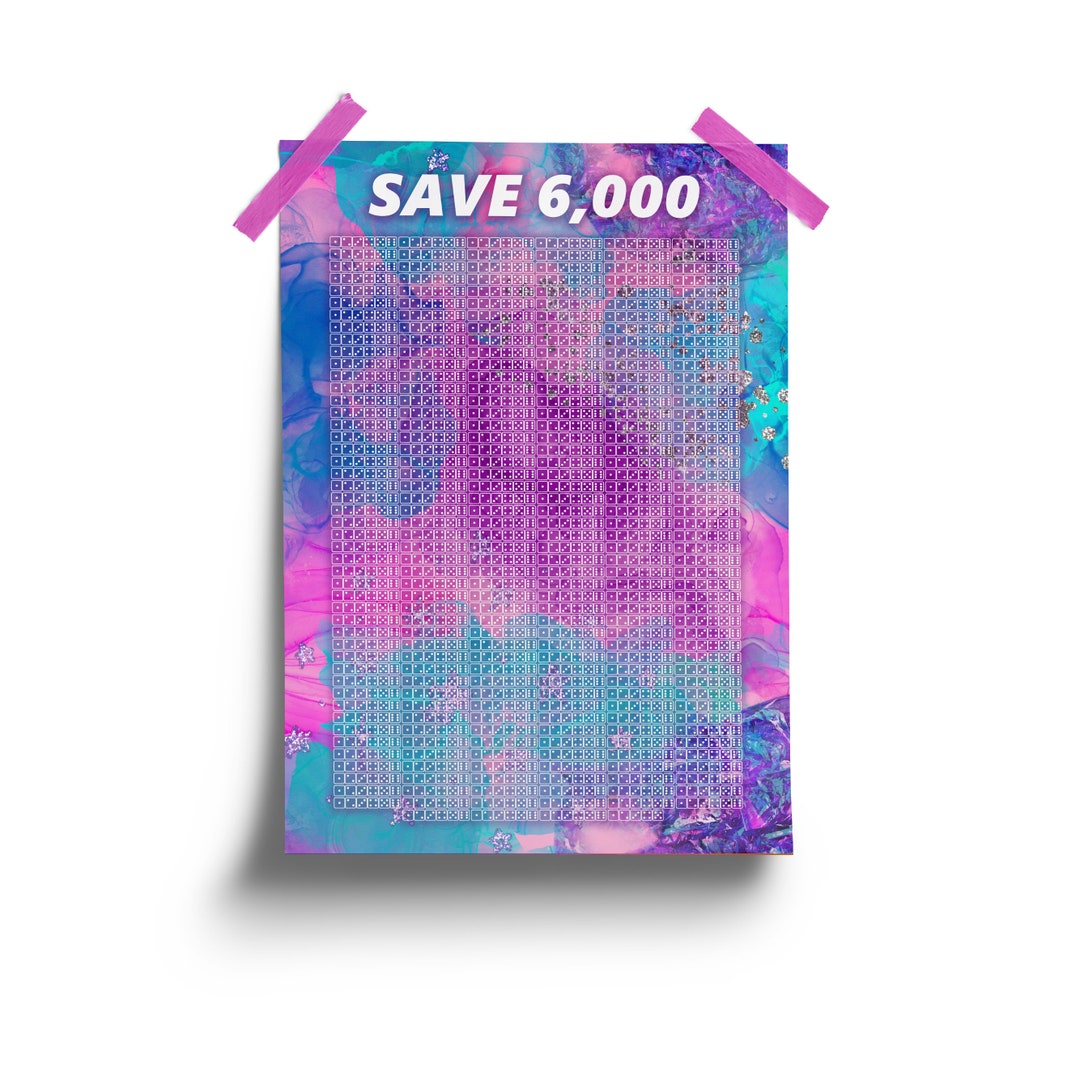 Save 6,000 Savings Challenge | A2 Poster & Cash Envelope | Budget With ...