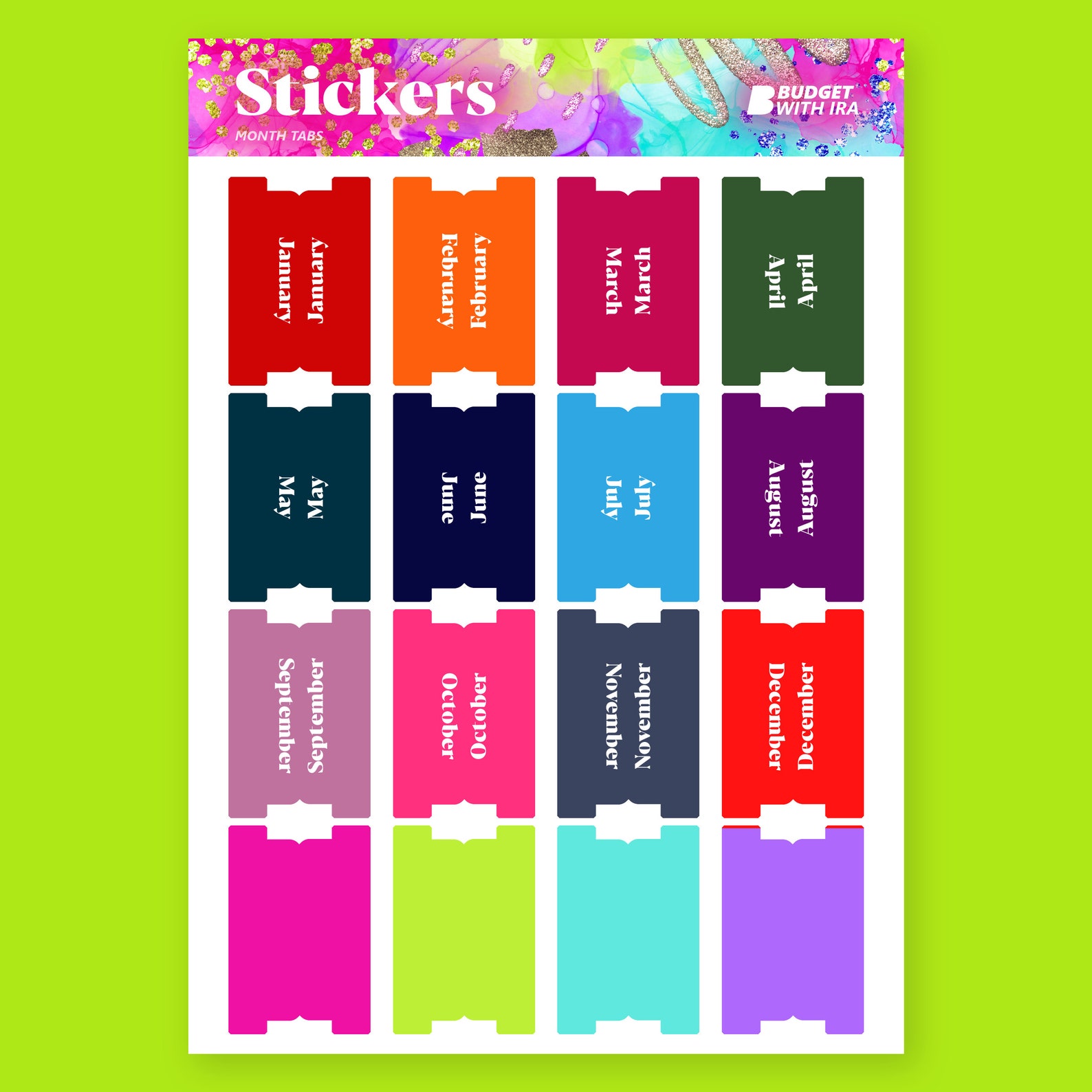 Tabbed Divider Sticker Sheet to Fit B3 Budget Planner Budget With Ira ...