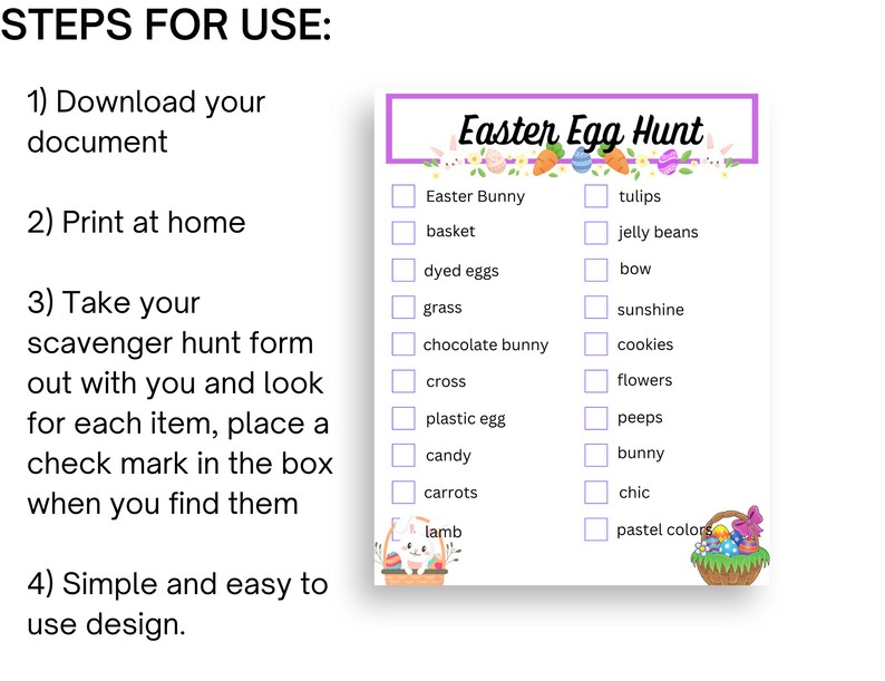 Printable Easter PDF Scavenger Hunt Downloadable File, Easter Egg ...