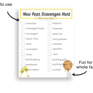 Printable New Year PDF Scavenger Hunt Downloadable, New Year's Eve Day ...