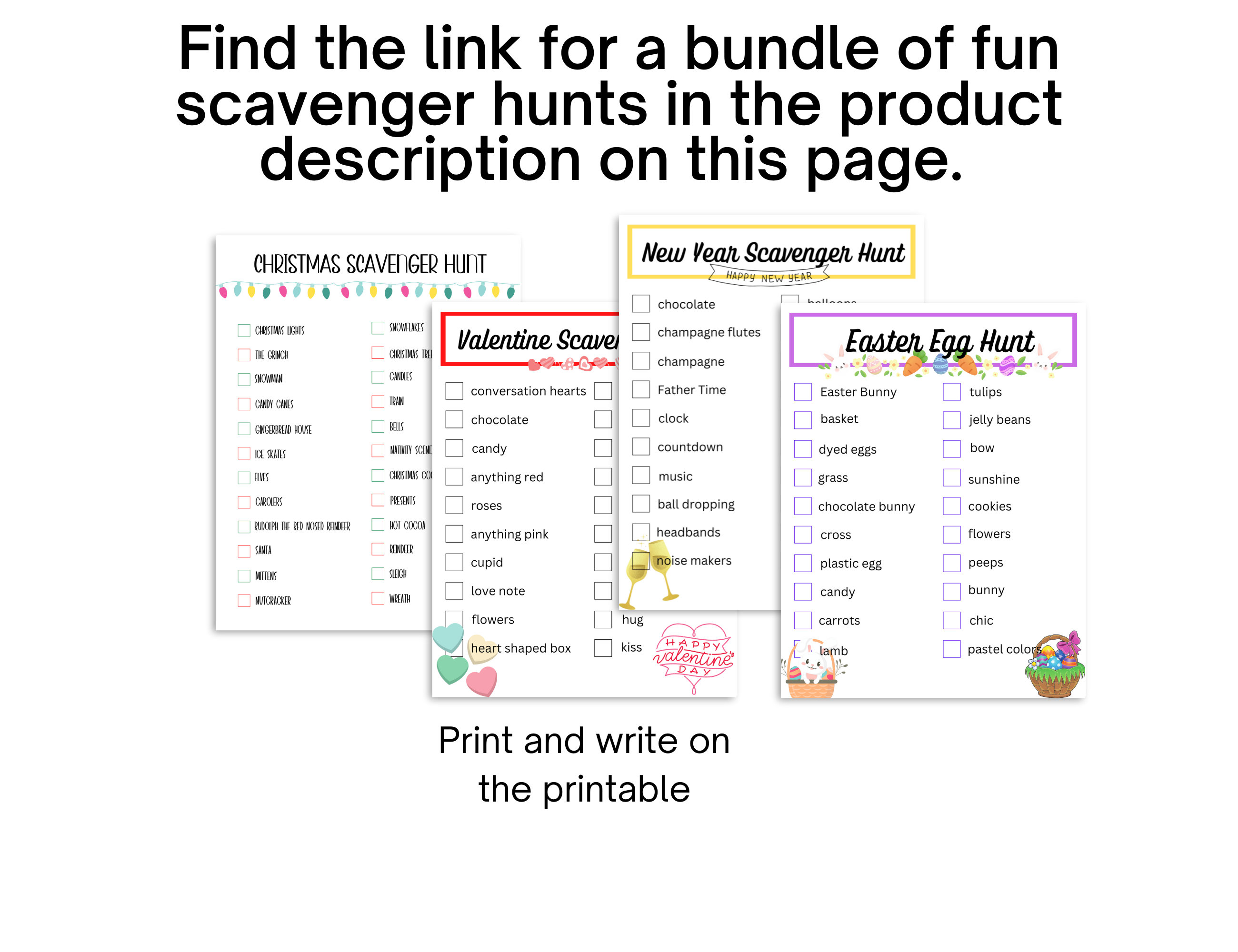 Printable New Year PDF Scavenger Hunt Downloadable, New Year's Eve Day ...