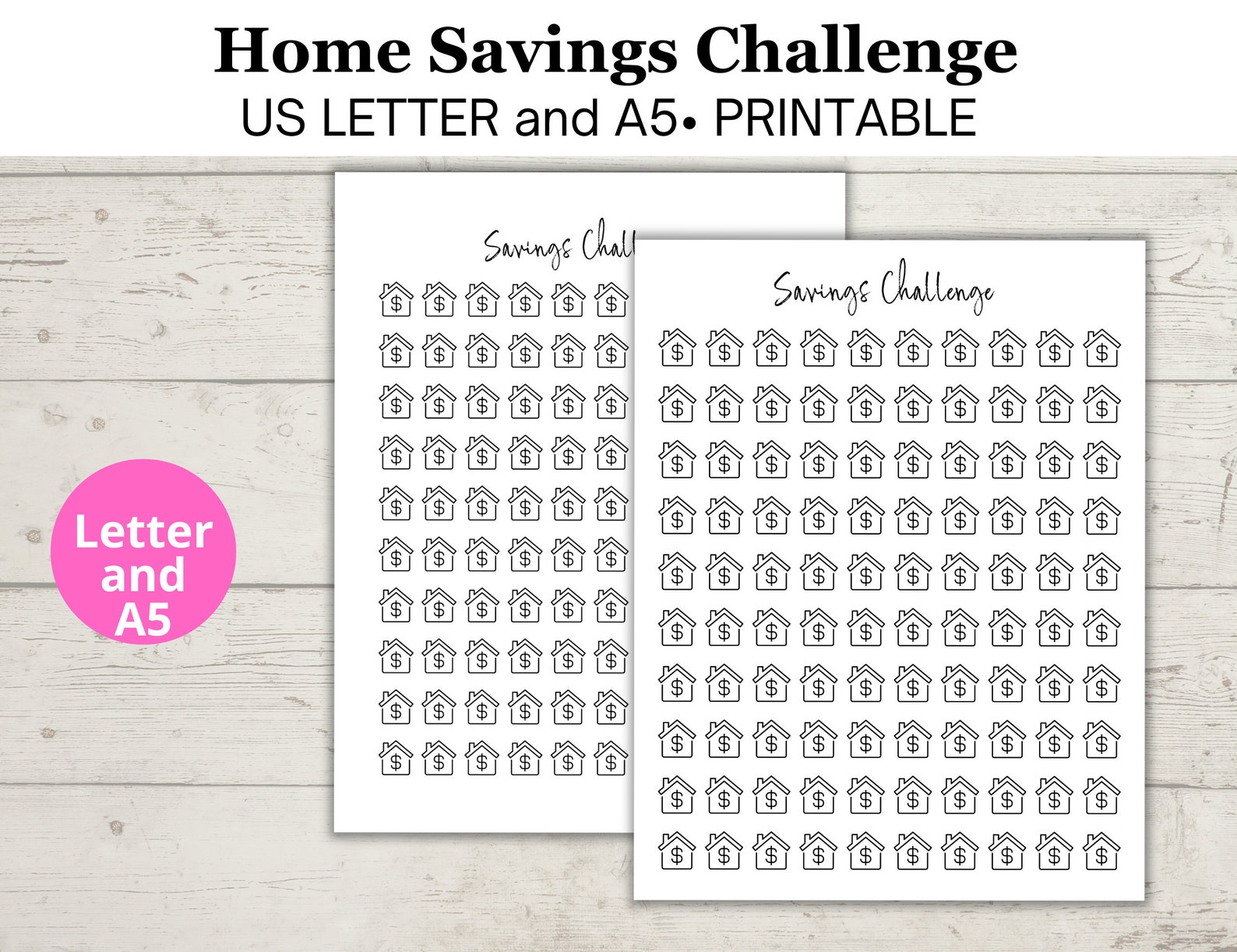 Printable Home Savings Challenge Downloadable Worksheet, Savings ...