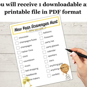 Printable New Year PDF Scavenger Hunt Downloadable, New Year's Eve Day ...