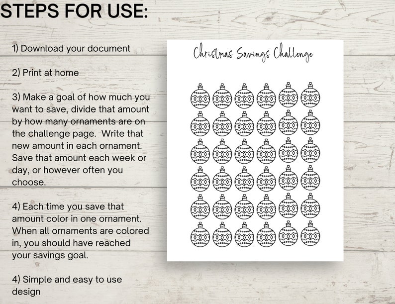 Printable Christmas Challenge Downloadable Worksheet, Savings Challenge ...
