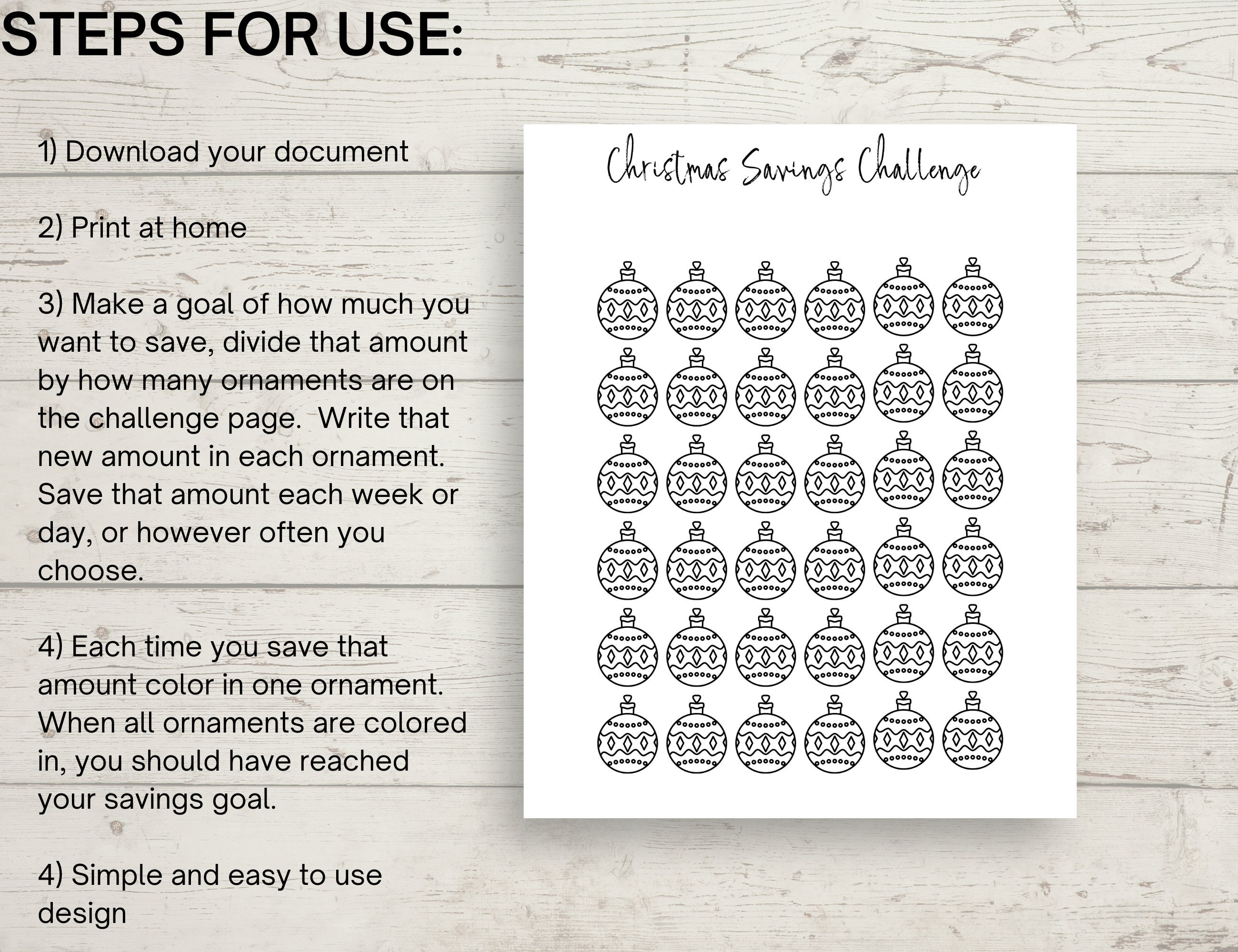 Printable Christmas Challenge Downloadable Worksheet, Savings Challenge ...
