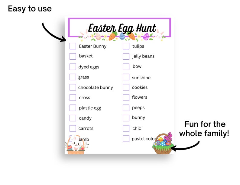 Printable Easter PDF Scavenger Hunt Downloadable File, Easter Egg ...
