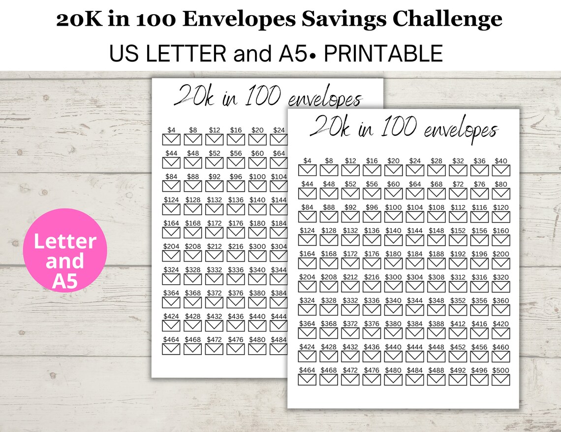 100 envelope challenge sheet - polkparts