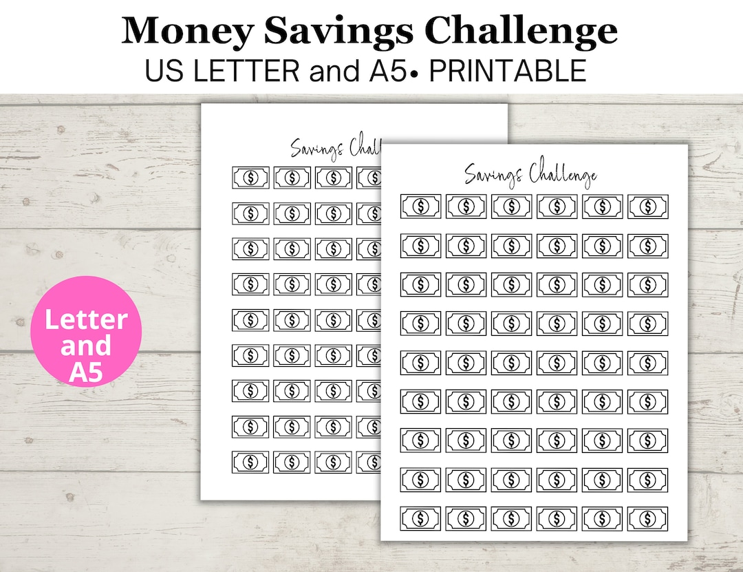 Printable Money Savings Challenge Downloadable Worksheet, Savings ...