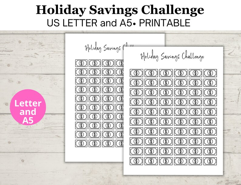Printable Holiday Savings Challenge Downloadable Worksheet, Savings ...