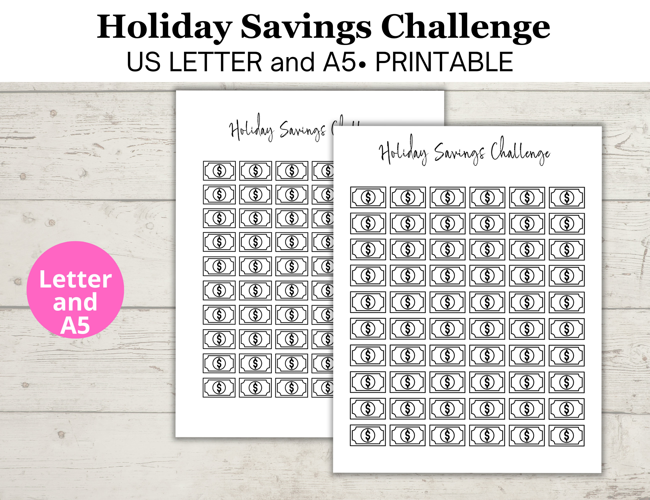 Printable Holiday Savings Challenge Downloadable Worksheet, Savings ...