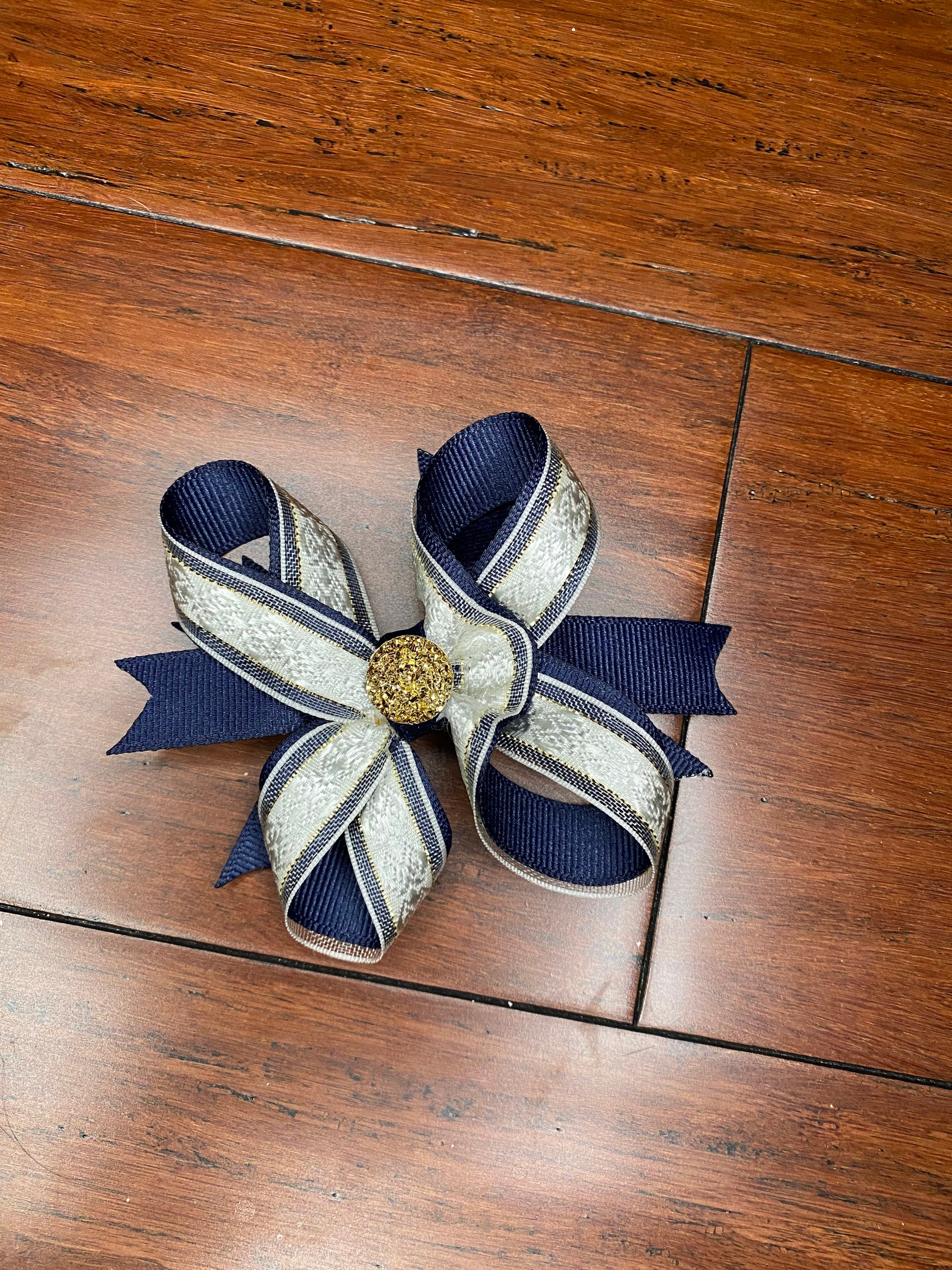 Navy and cream ribbon bow | Etsy