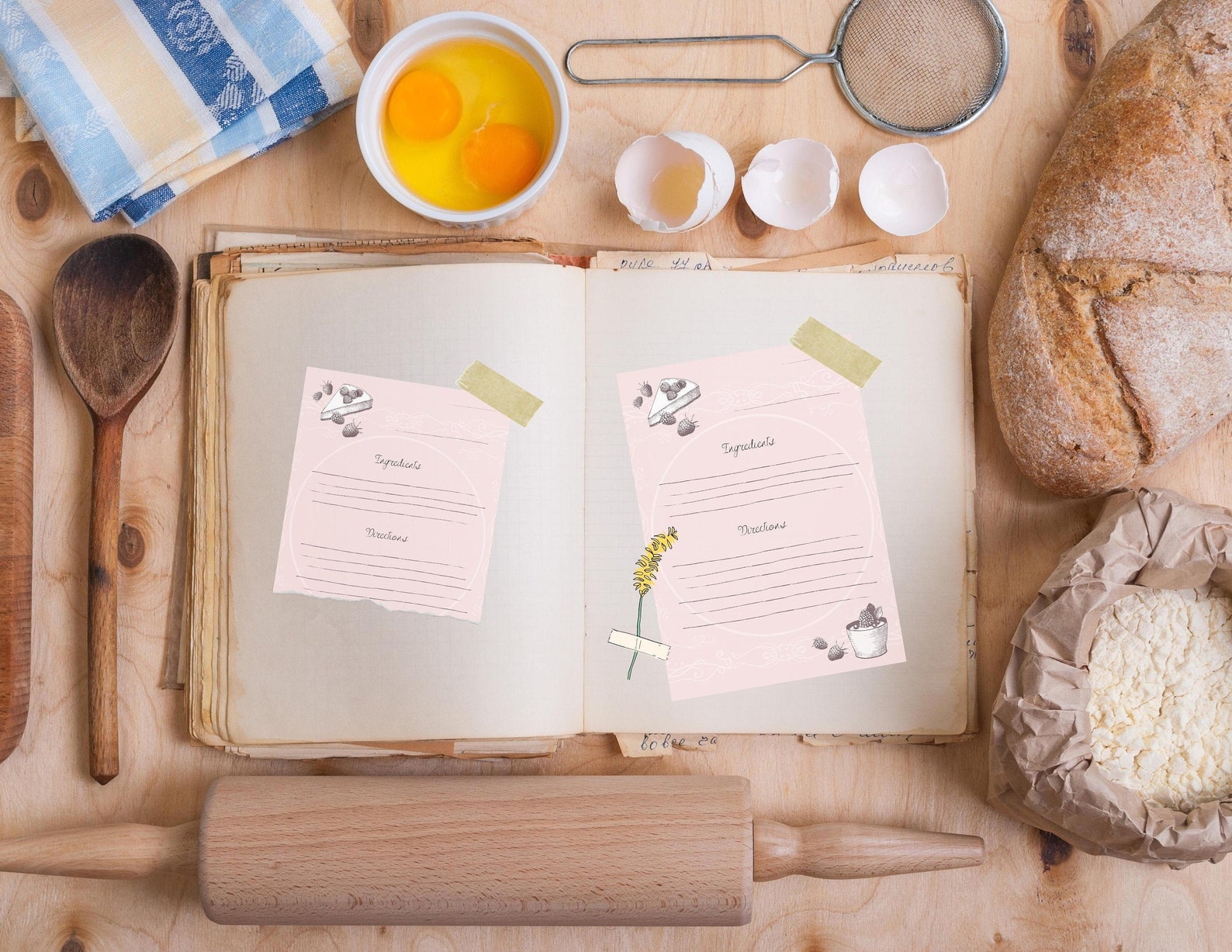 Pink Printable Dessert Card Cottage Aesthetic Cook Book 5x7 | Etsy