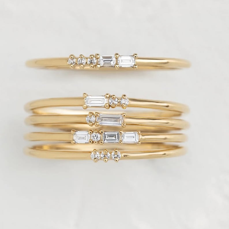 14k Sold Gold Morse Code Ring Moissanite Morse Code Ring Initial Ring ...