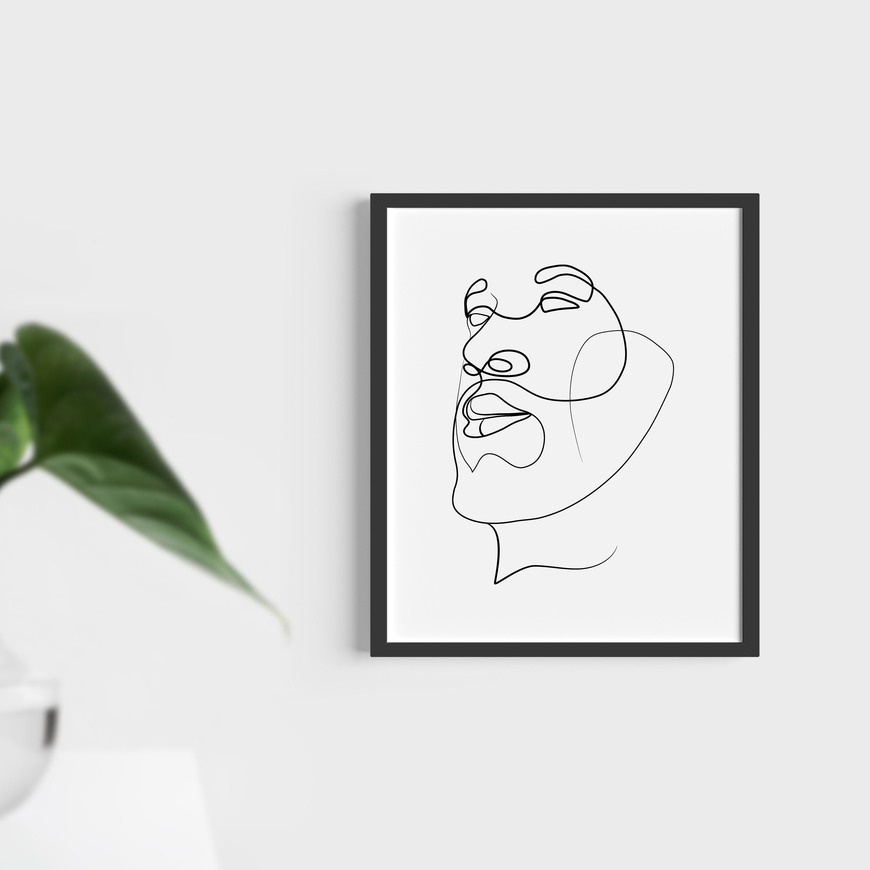 Male Line Art, Man's Face, Male Portrait Wall Art, Line Art, Digital ...