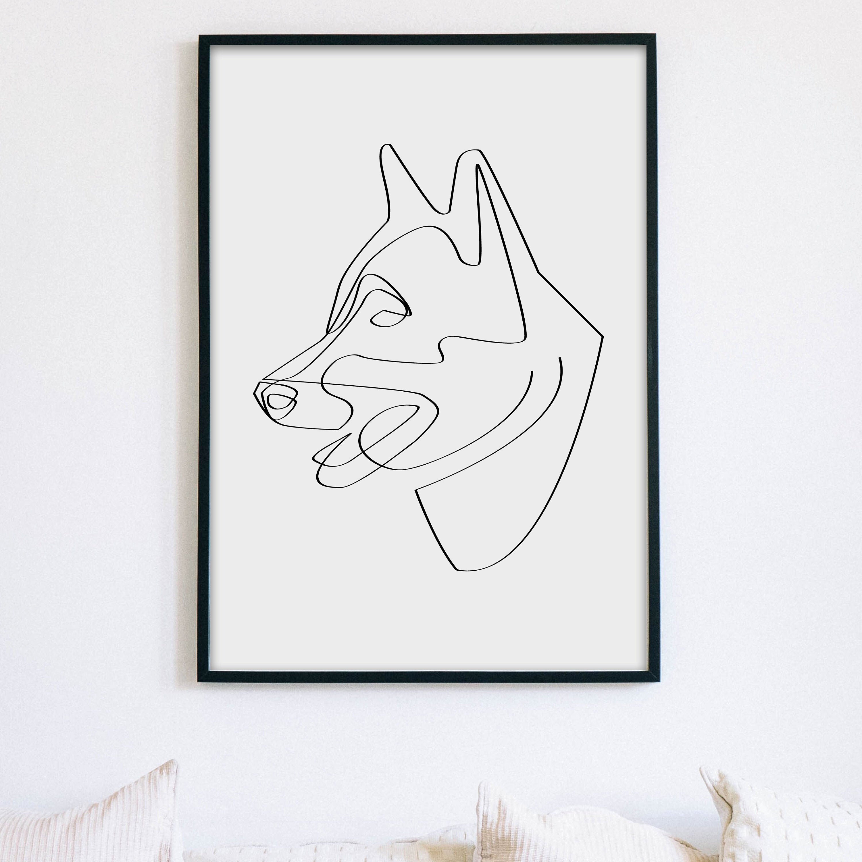 Dog Line Art Printable Digital Download One Line Home - Etsy