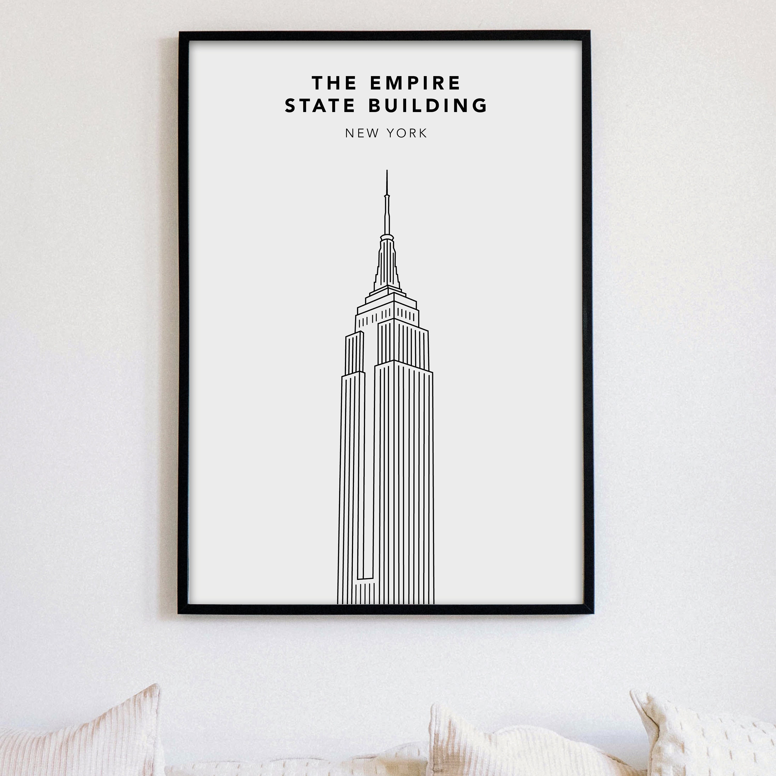 Empire State Building, Digital Illustration, Printable Wall Art ...