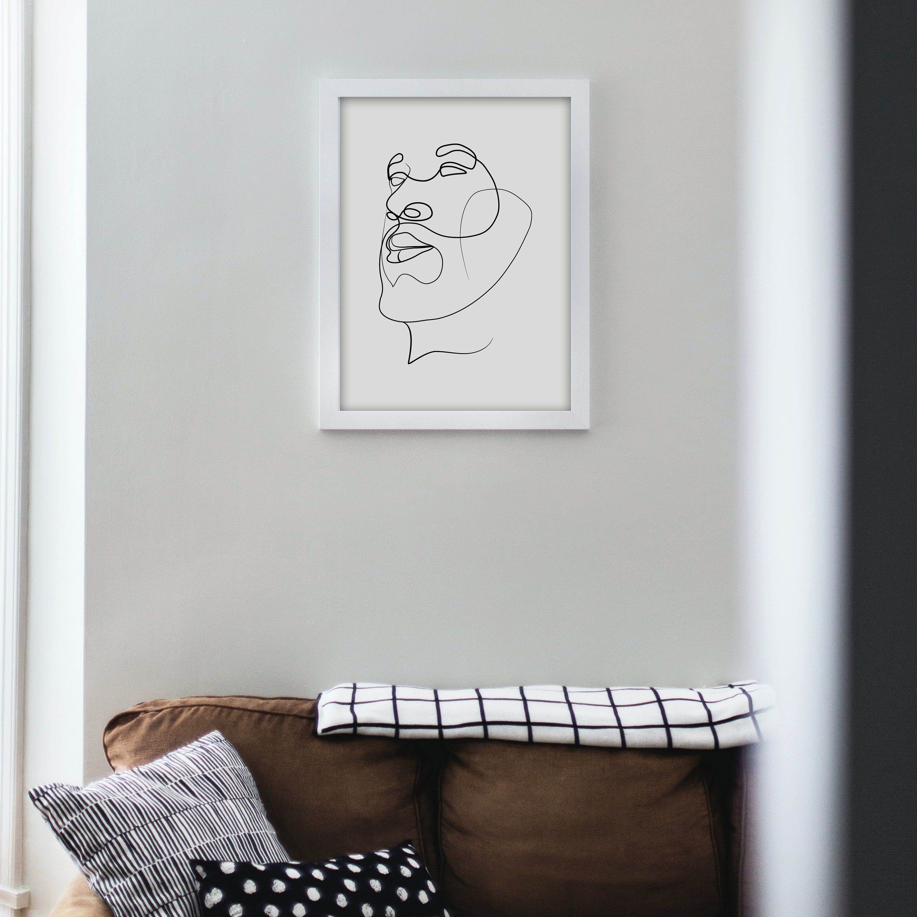 Male Line Art, Man's Face, Male Portrait Wall Art, Line Art, Digital ...