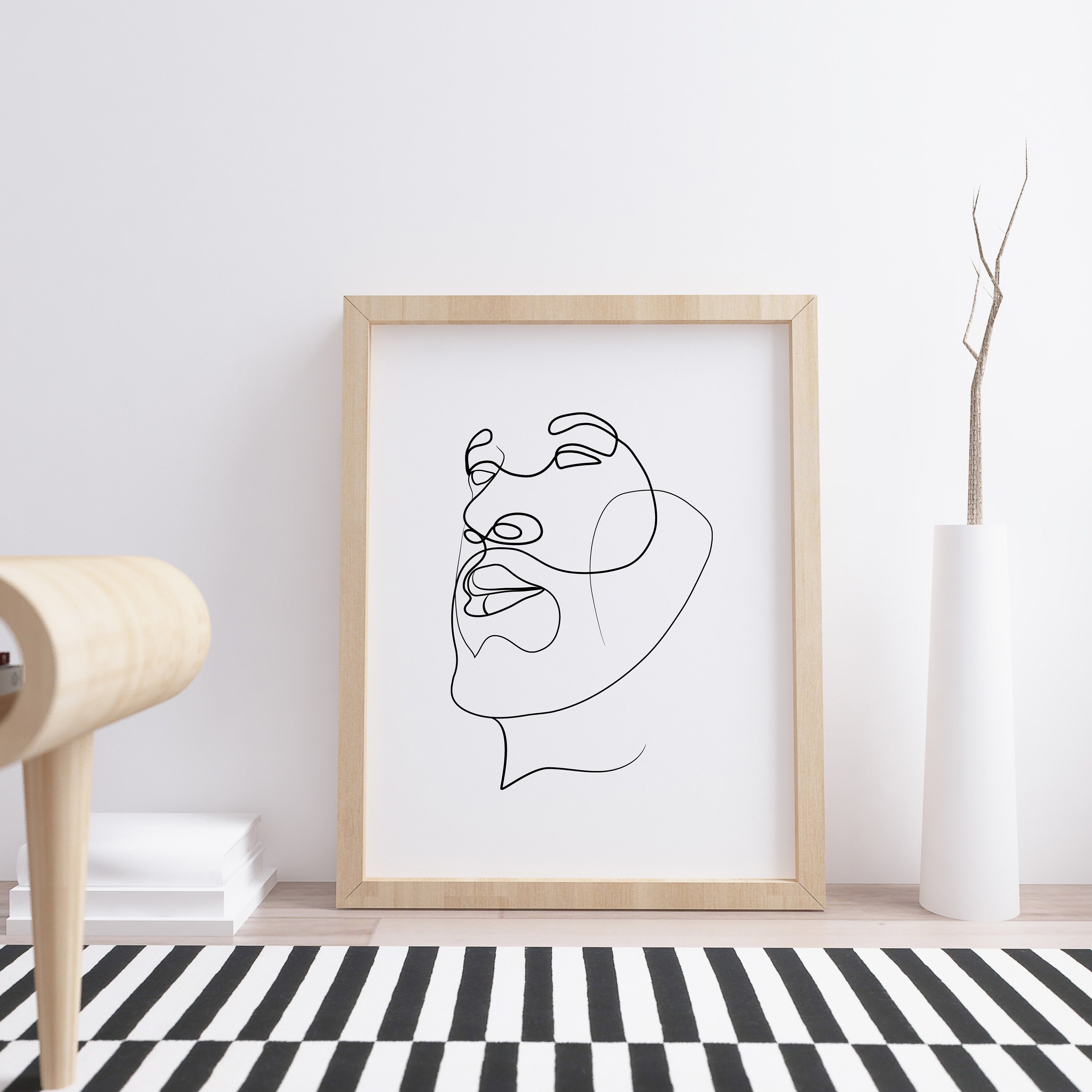 Male Line Art, Man's Face, Male Portrait Wall Art, Line Art, Digital ...
