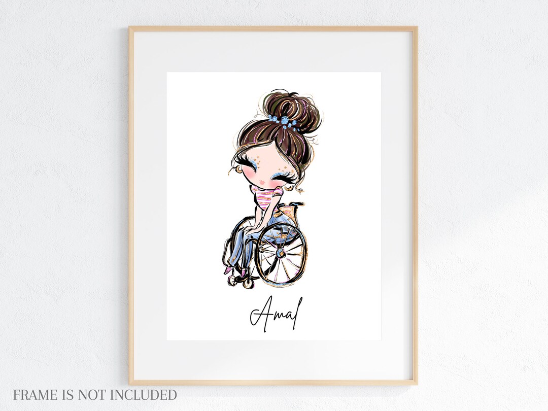 BRAVE GIRL PRINT, Cute Girl on Wheelchair, Personalized Prints With ...