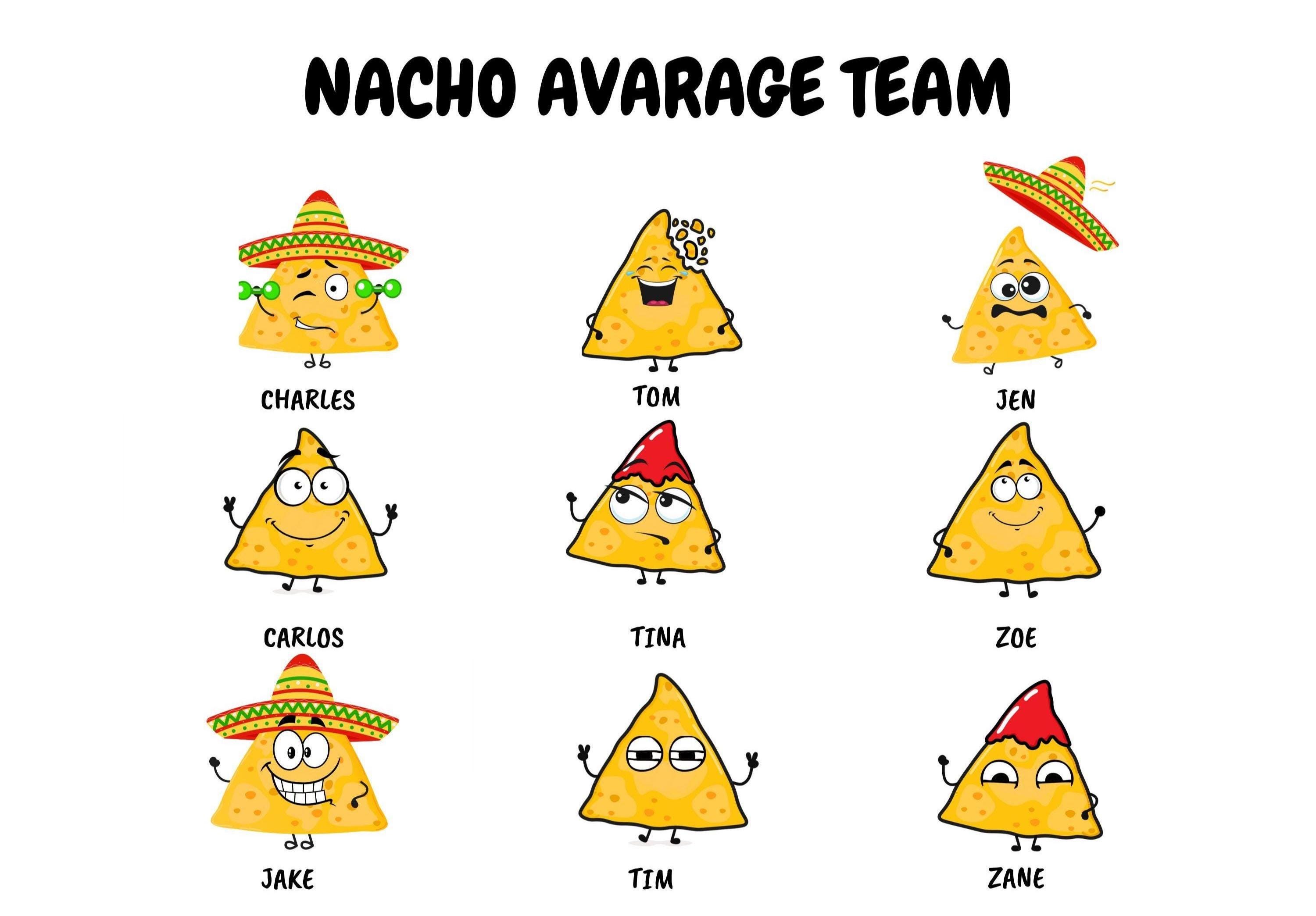 Nacho Average Team Personalised Print | Funny Office Team Gift | A4 ...